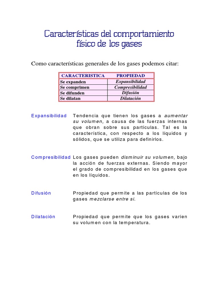 Características de Los Gases PDF | PDF | Estilo de vida