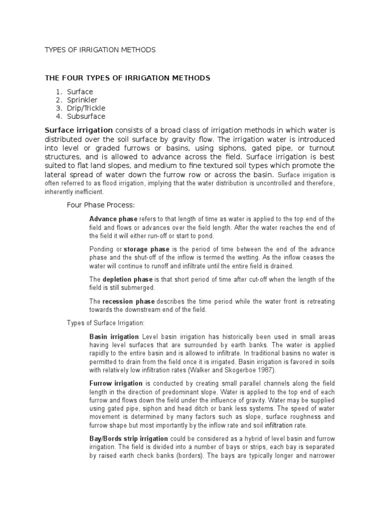 The Four Main Types of Irrigation Methods: A Comprehensive Overview of ...