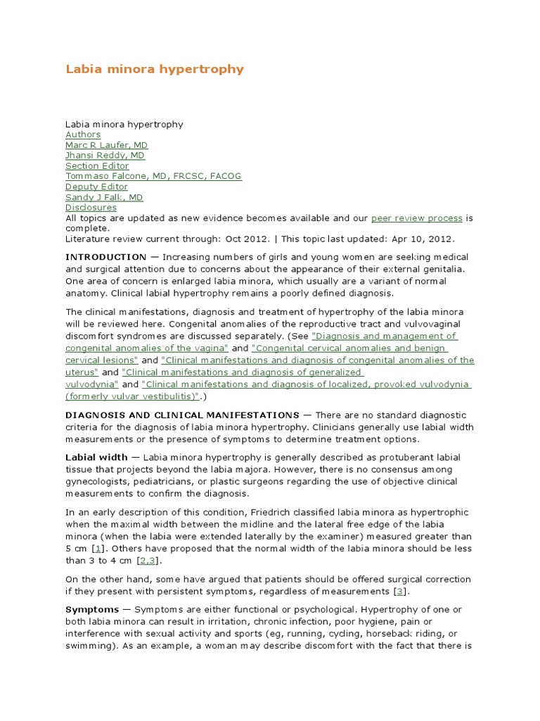 Labia Minora Hypertrophy | PDF | Labia | Medical Diagnosis