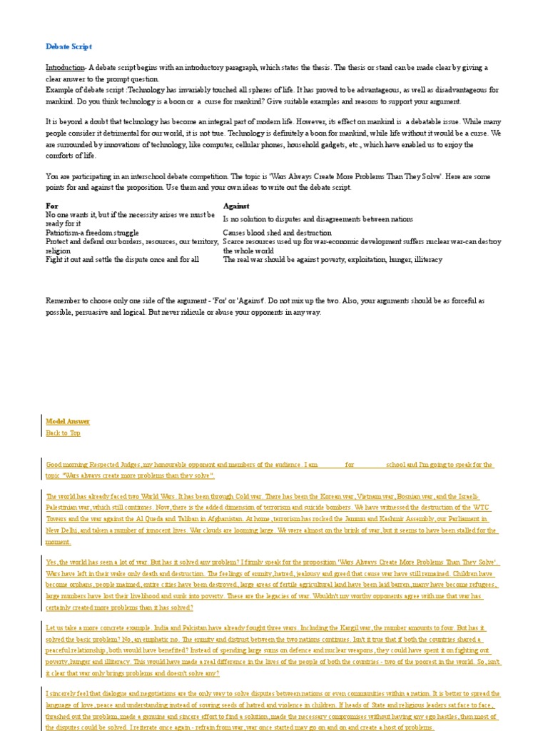 Debate Script: For Against | PDF | Poverty | Poverty & Homelessness