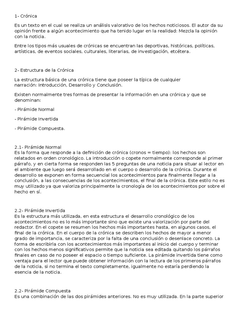La Cronica - Estructura | Periodismo | Certeza