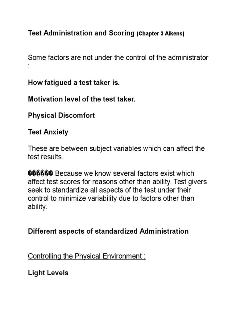 Test Administration and Scoring | PDF | Multiple Choice | Test (Assessment)