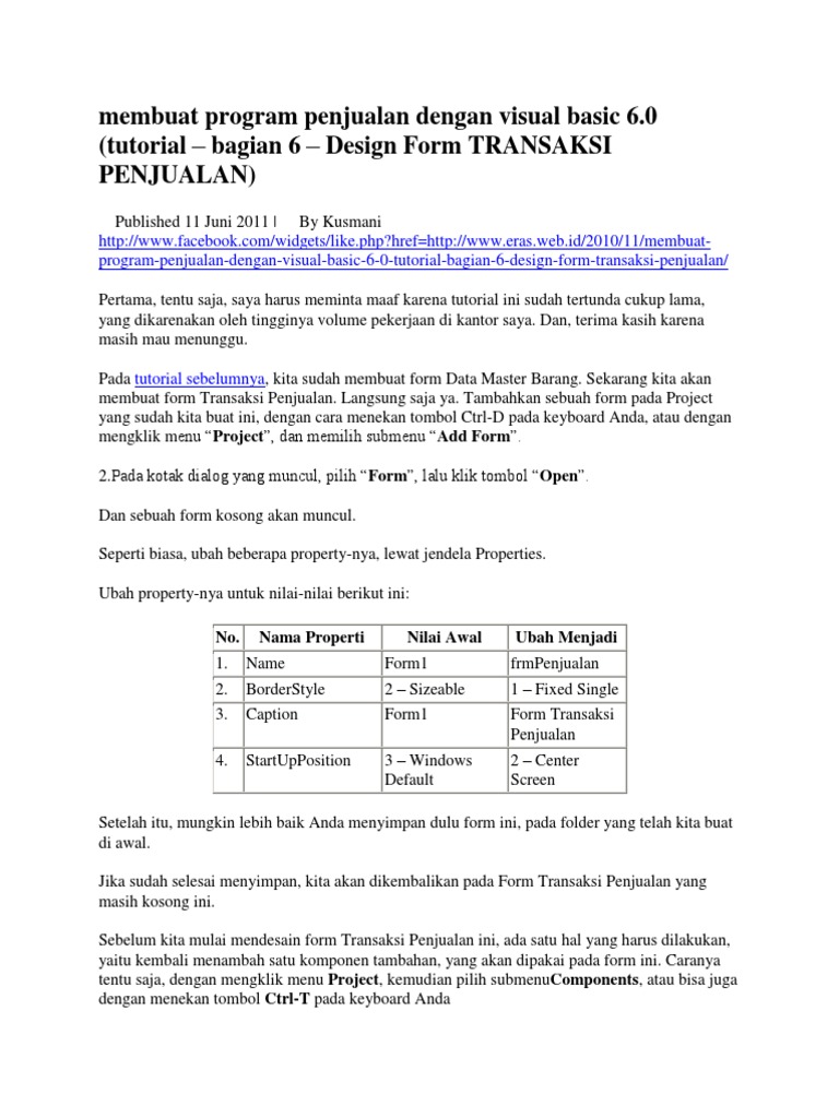 Membuat Program Penjualan Dengan Visual Basic 6 PDF | PDF
