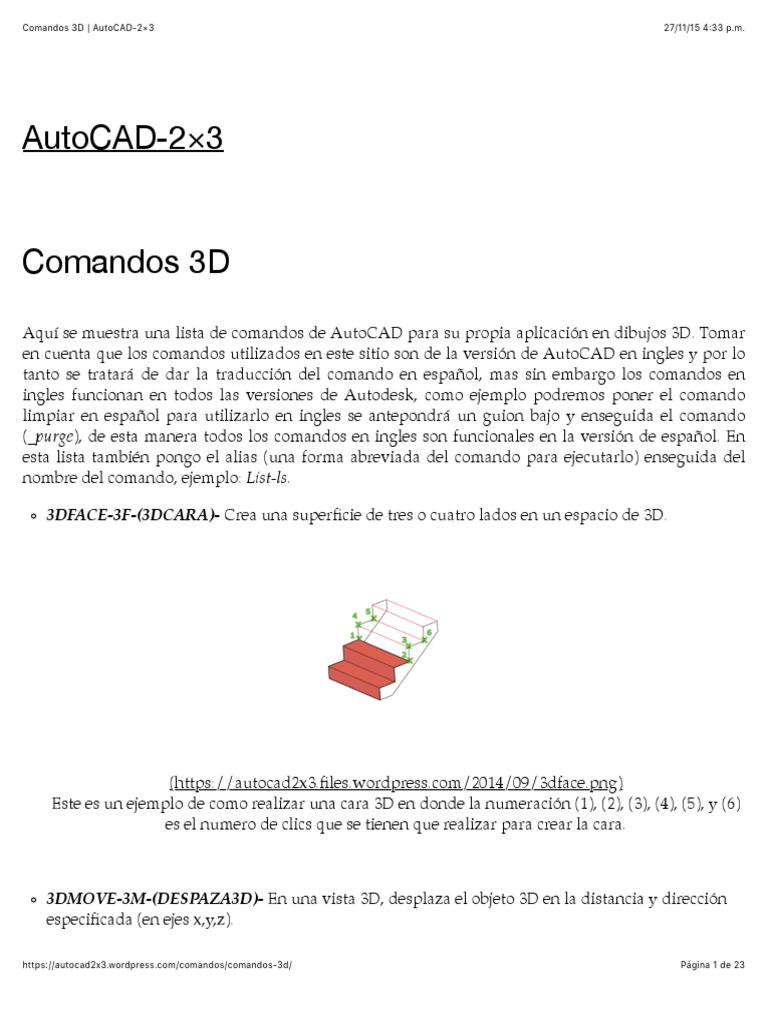 Comandos 3D - AutoCAD-2×3 | PDF | Renderizado (gráficos de computadora) | Espacio