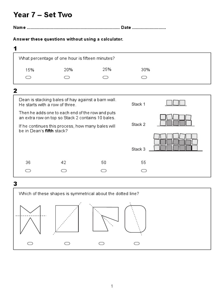 Mathematical Problem Solving Practice: Answers to Year 7 Set Two ...