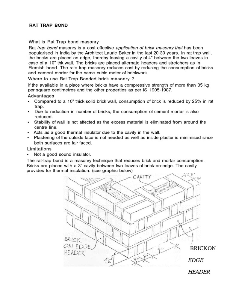 Rat Trap Bond | PDF | Masonry | Brick
