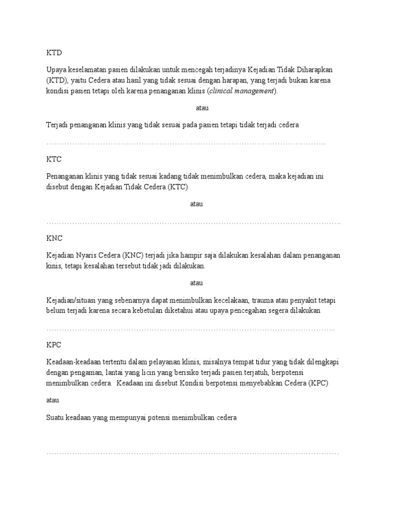 KTD, KTC, KNC & KPC (Elemen Penilaian 9.1.1. (EP 5-10) | PDF | Pengembangan Diri | Kesehatan ...