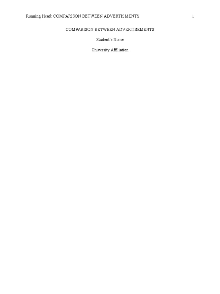 Comparison Between Advertisements | PDF | Media (Communication ...