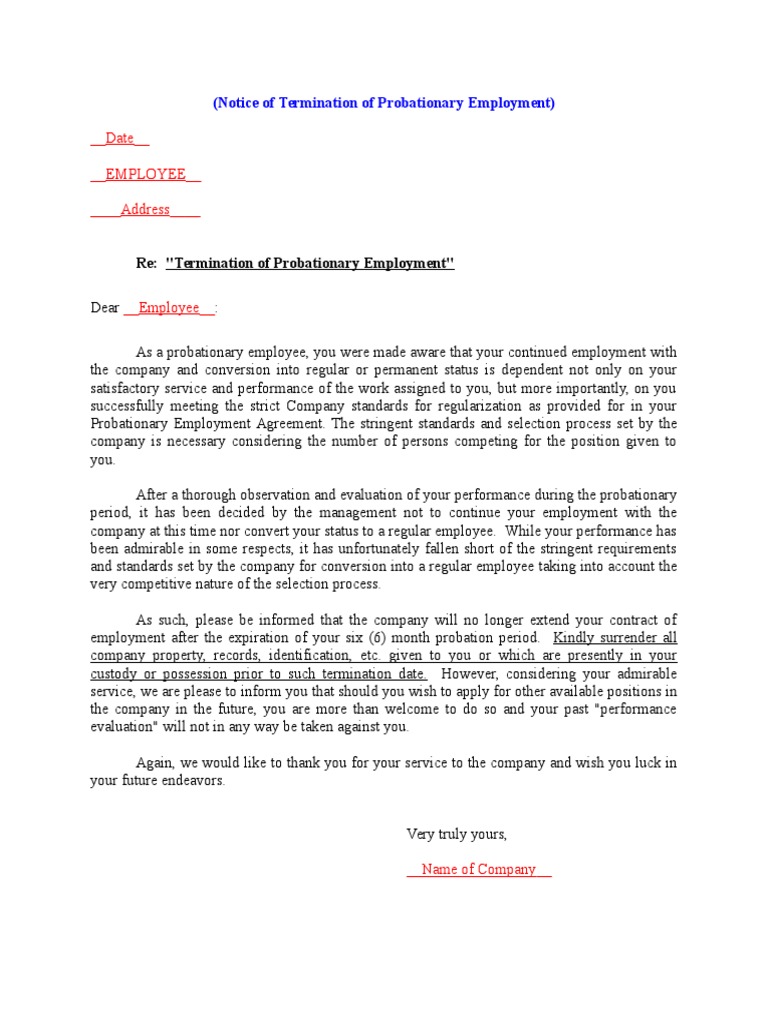 Labor and Management - Disciplinary Proceedings Notice of Termination ...