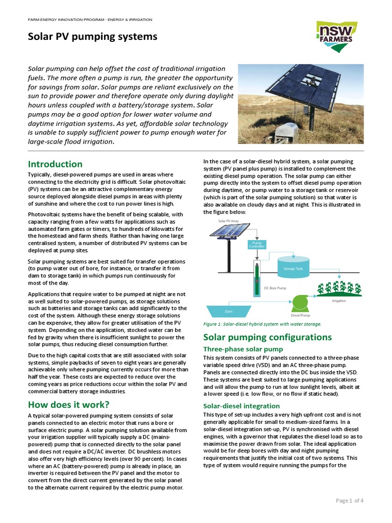 Energy Irrigation Solar PV Pumping Systems | PDF | Photovoltaic System ...