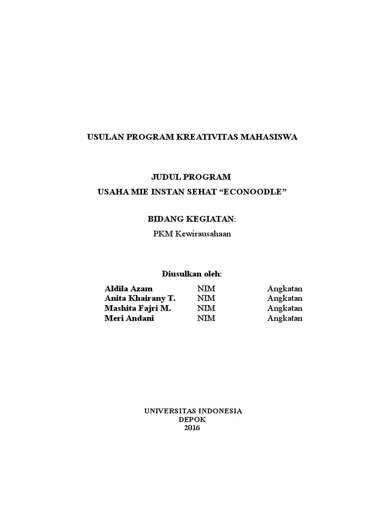 Template PKM-K DIKTI | PDF