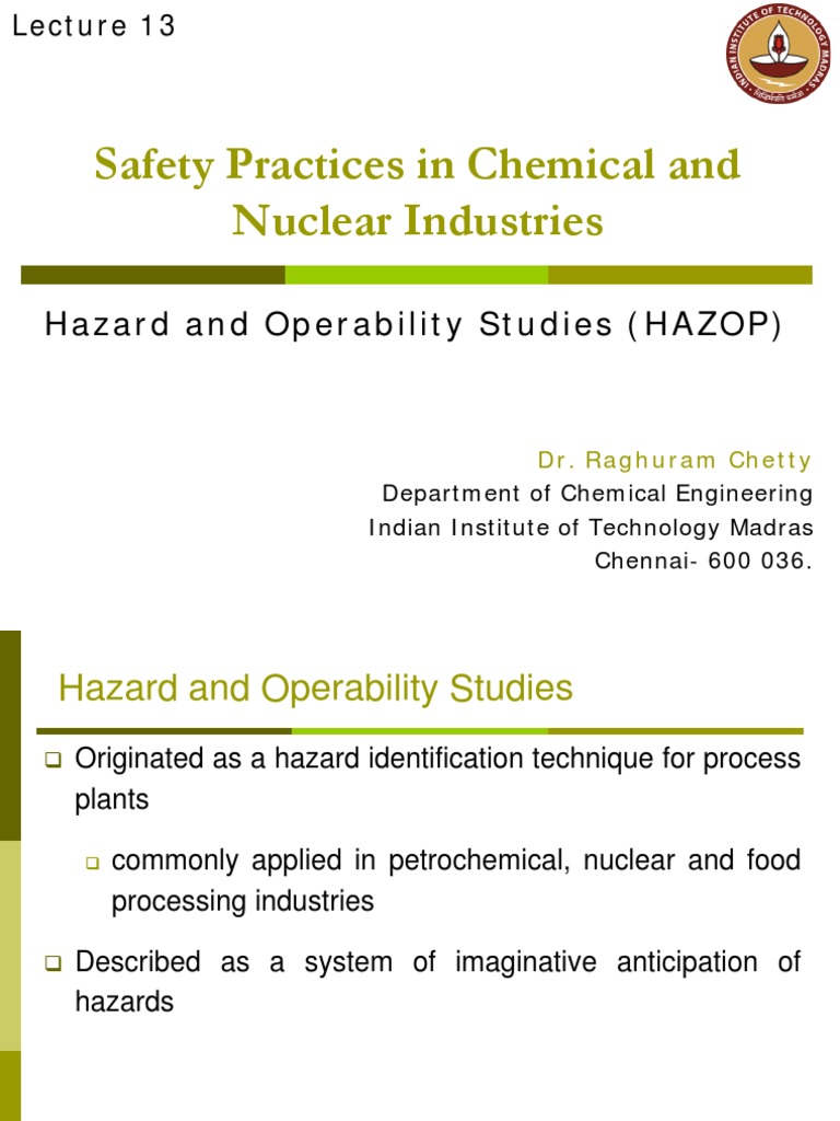 Hazard and Operability Studies ( HAZOP ) | Chemical Reactor | Chemical ...