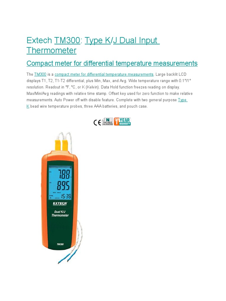 Extech TM 300 Thermometer | PDF