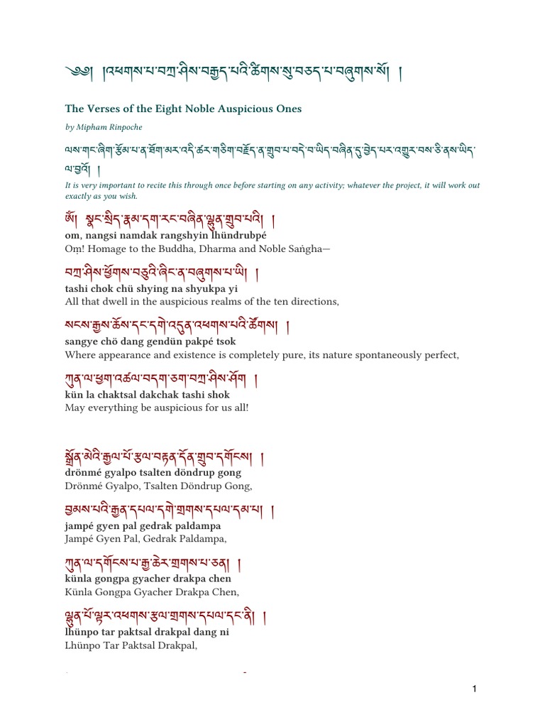 Tashi Tshegpa With Meanings Explained | PDF