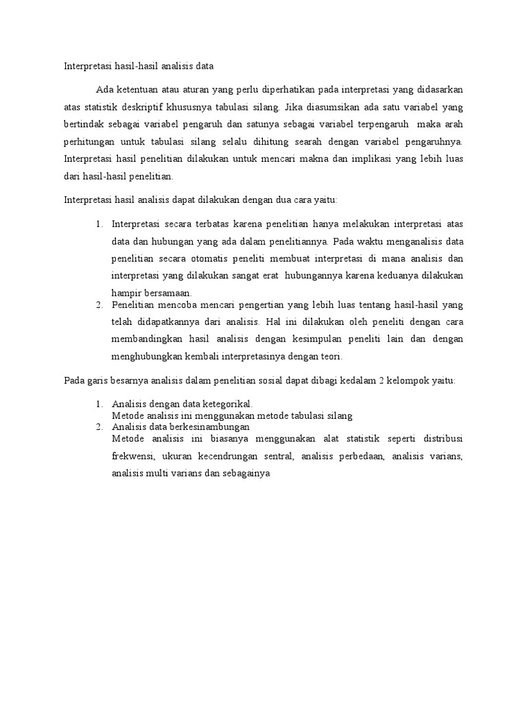 Interpretasi Hasil-Hasil Analisis Data | PDF