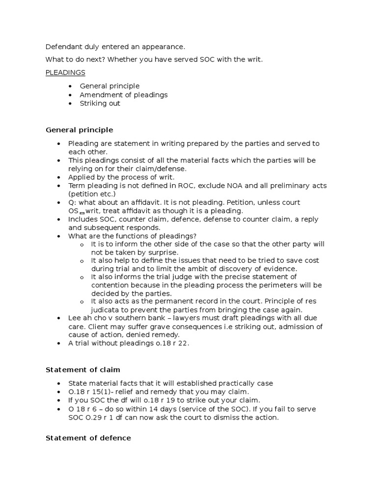 Pleadings | Pleading | Cause Of Action