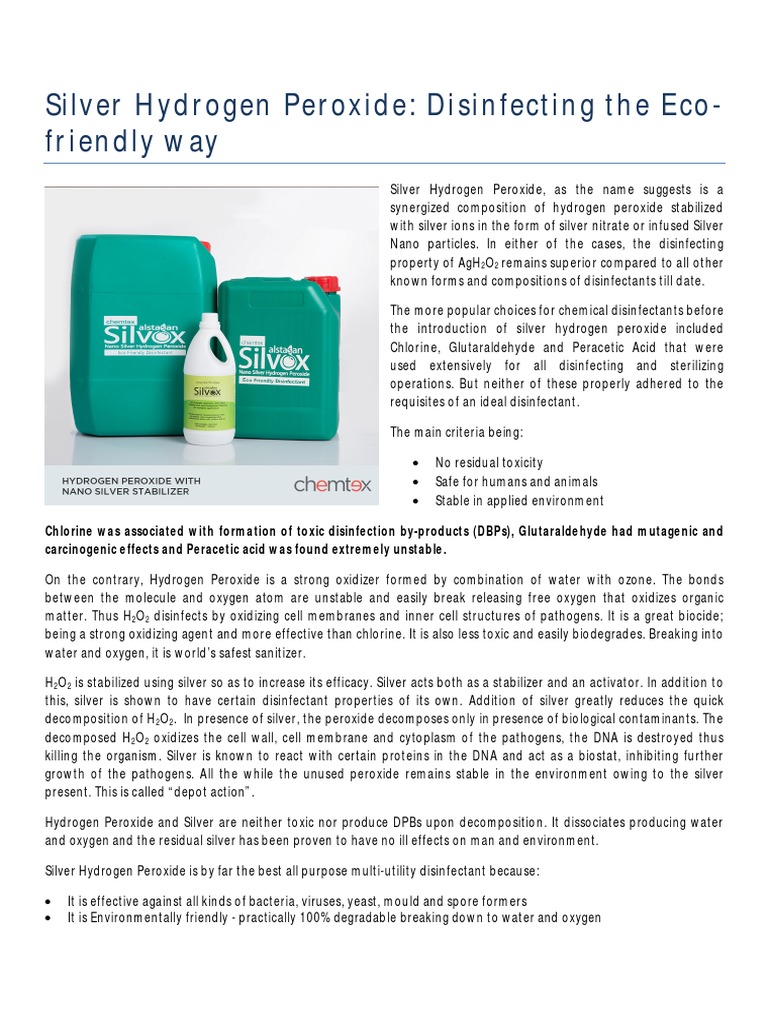 Silver Hydrogen Peroxide: Disinfecting The Eco-Friendly Way | PDF ...
