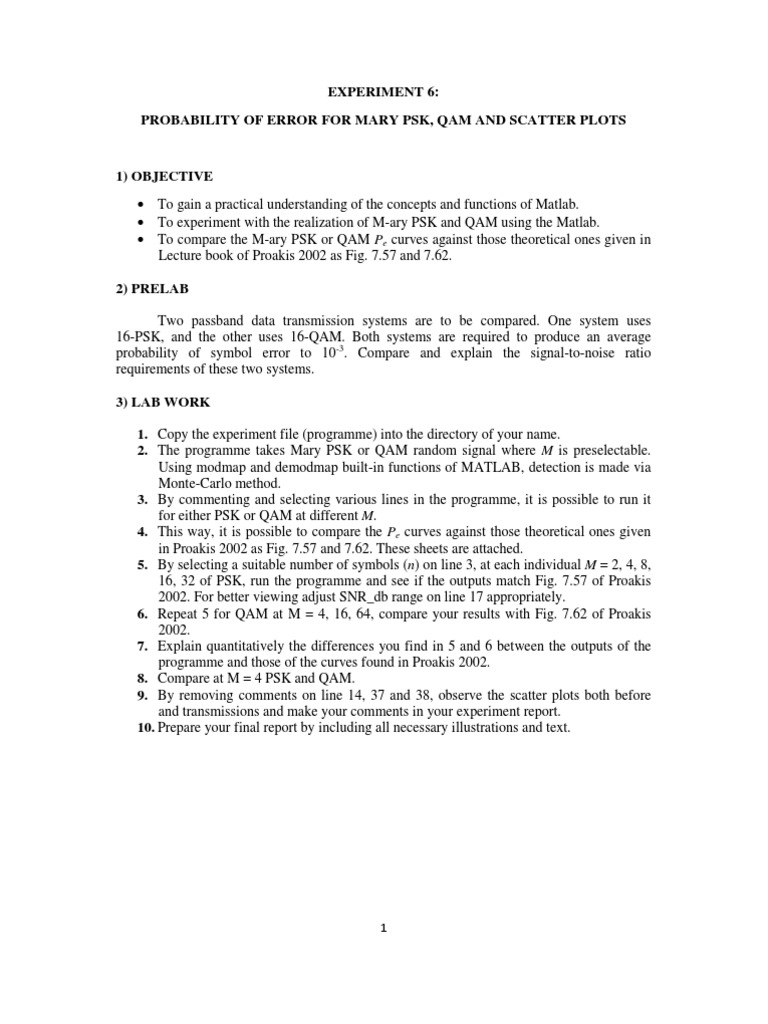 EEM496 Communication Systems Laboratory - Experiment 6 - Probability of ...