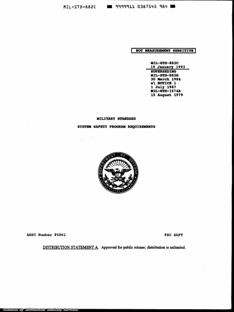 MIL-STD-882C System Safety Requirements | PDF | Safety | Risk