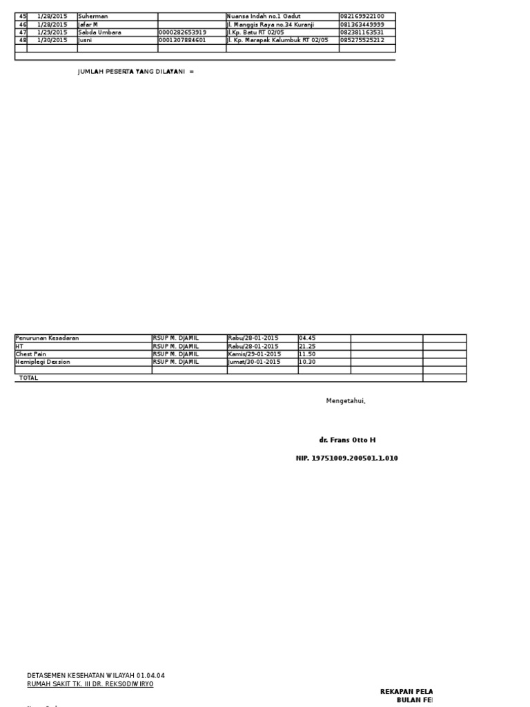 Data Pasien Perbulan 2015 | PDF