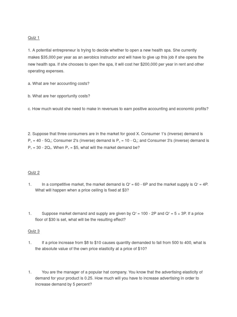 Quizzes | PDF | Demand | Business Economics