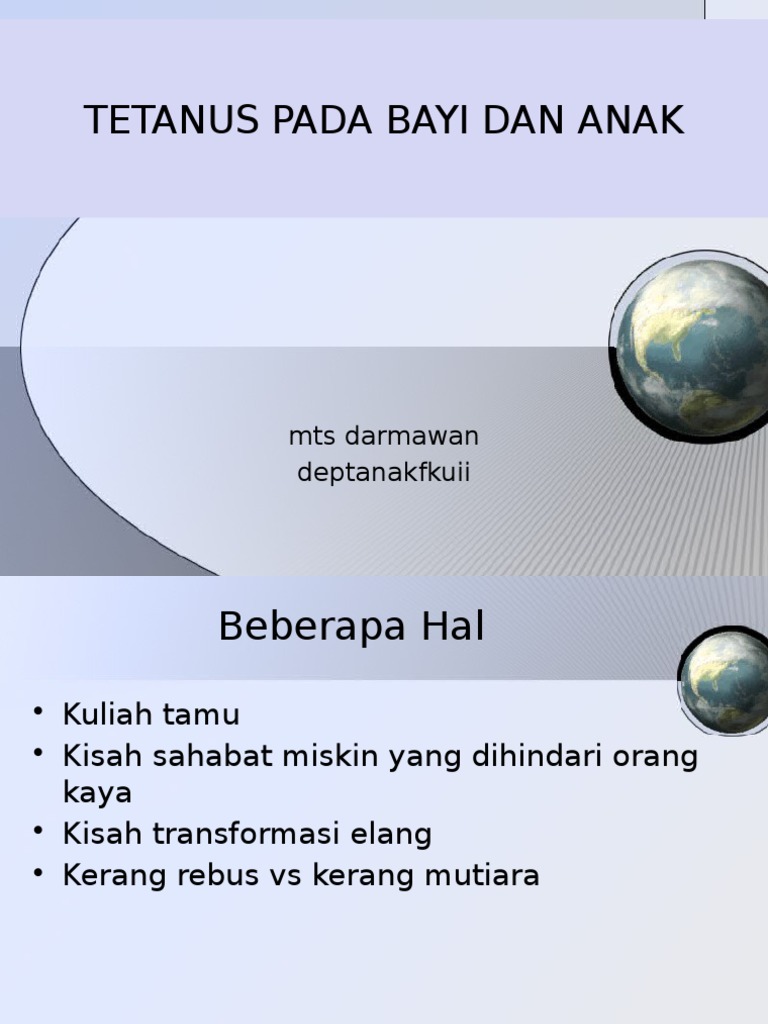 MTS - Tetanus Pada Anak & Tetanus Neonatorum | PDF | Medical ...