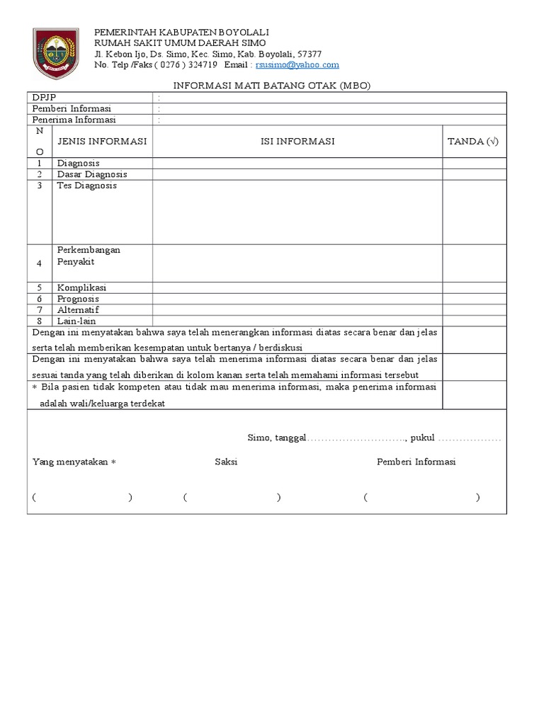 Form Informasi Mati Batang Otak | PDF