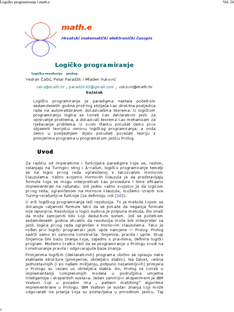 Logicko Programiranje Math
