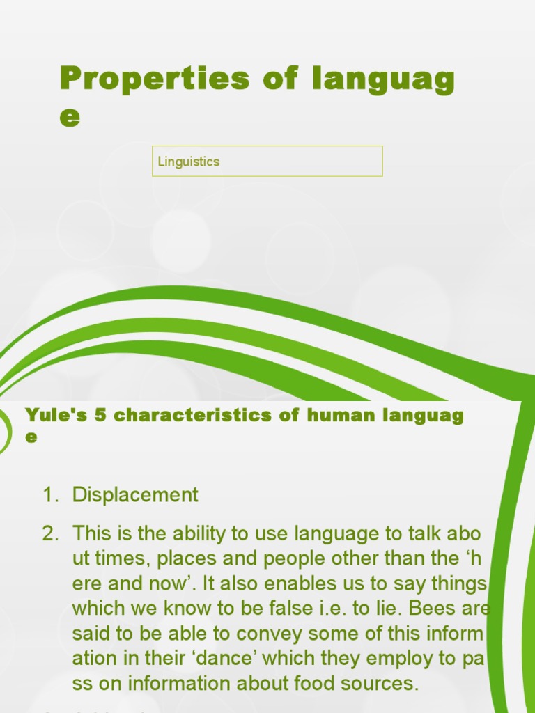 Properties of Language | PDF | Chimpanzee | Human Communication