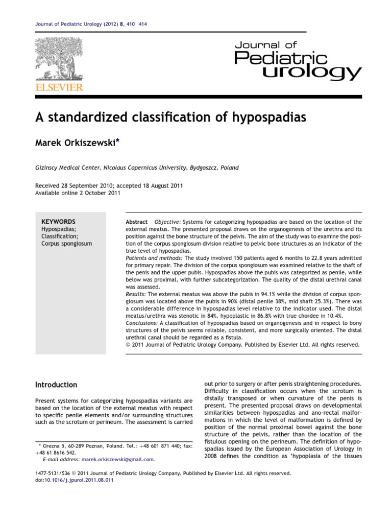 Standard Klasifikasi Hipospadia | PDF | Penis | Anatomical Terms Of ...