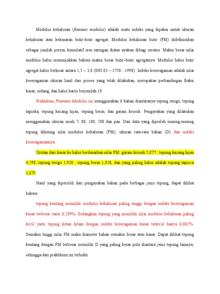 Pembahasan Modulus Kehalusan | PDF | Griya & Taman | Teknologi & Rekayasa