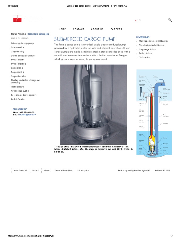 Submerged Cargo Pump - Marine Pumping - Frank Mohn As