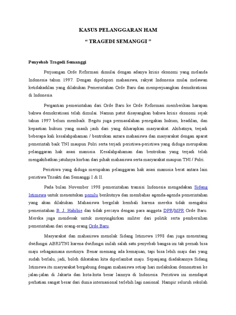 Penyebab Tragedi Semanggi 1998-1999 | PDF | Politik | Ilmu Sosial