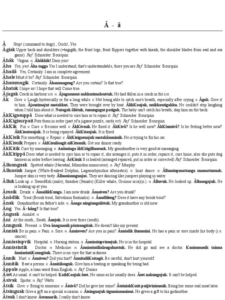 Inuktitut-English Dictionary Insights | PDF | Nature