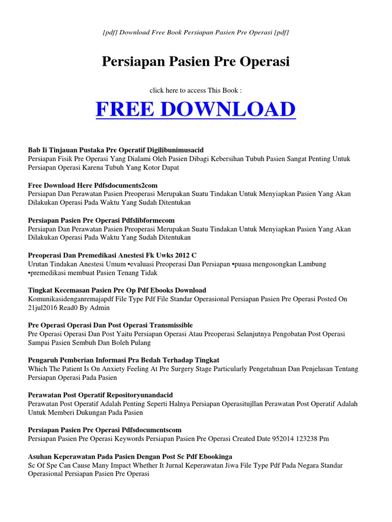 Persiapan Pasien Pre Operasi | PDF | Sains & Matematika