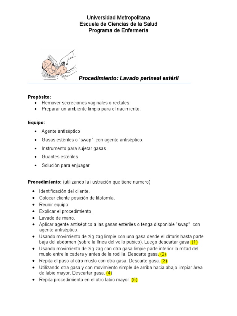 Destreza Lavado Perineal Esteril | PDF