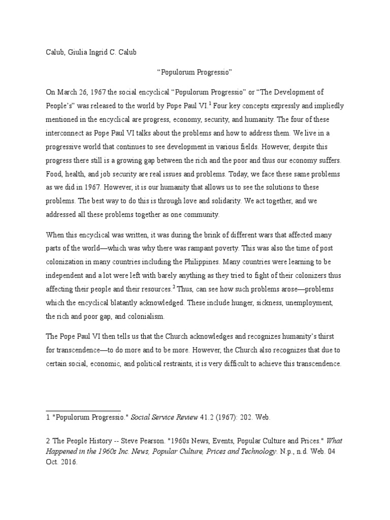 Summary of Populorum Progressio | PDF | Religion & Spirituality