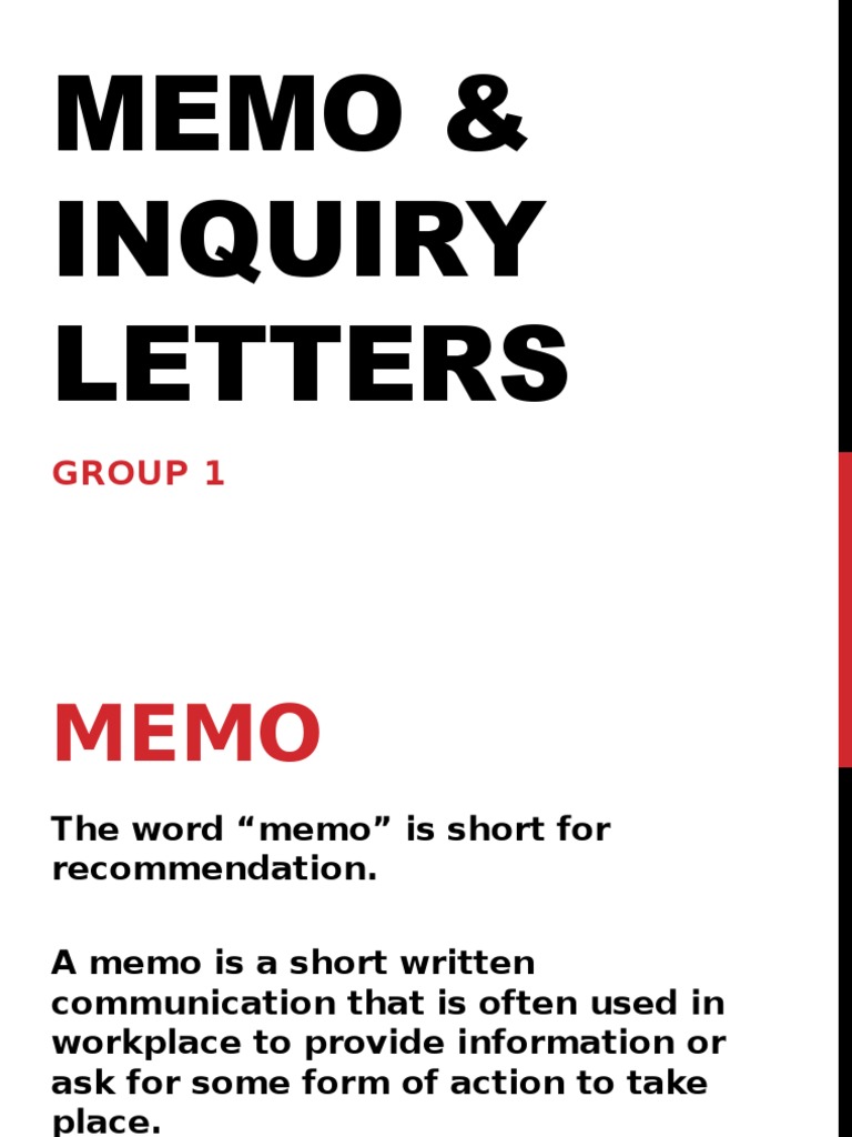 Memo & Inquiry Letters | PDF | Memorandum | Communication