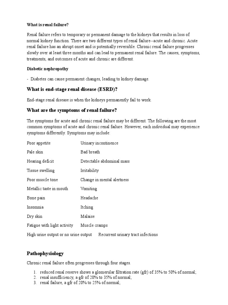 What Is End-Stage Renal Disease (ESRD) ? | PDF