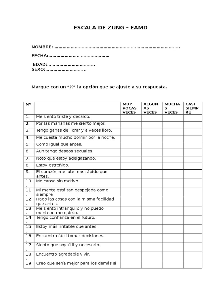 Escala de Zung | PDF