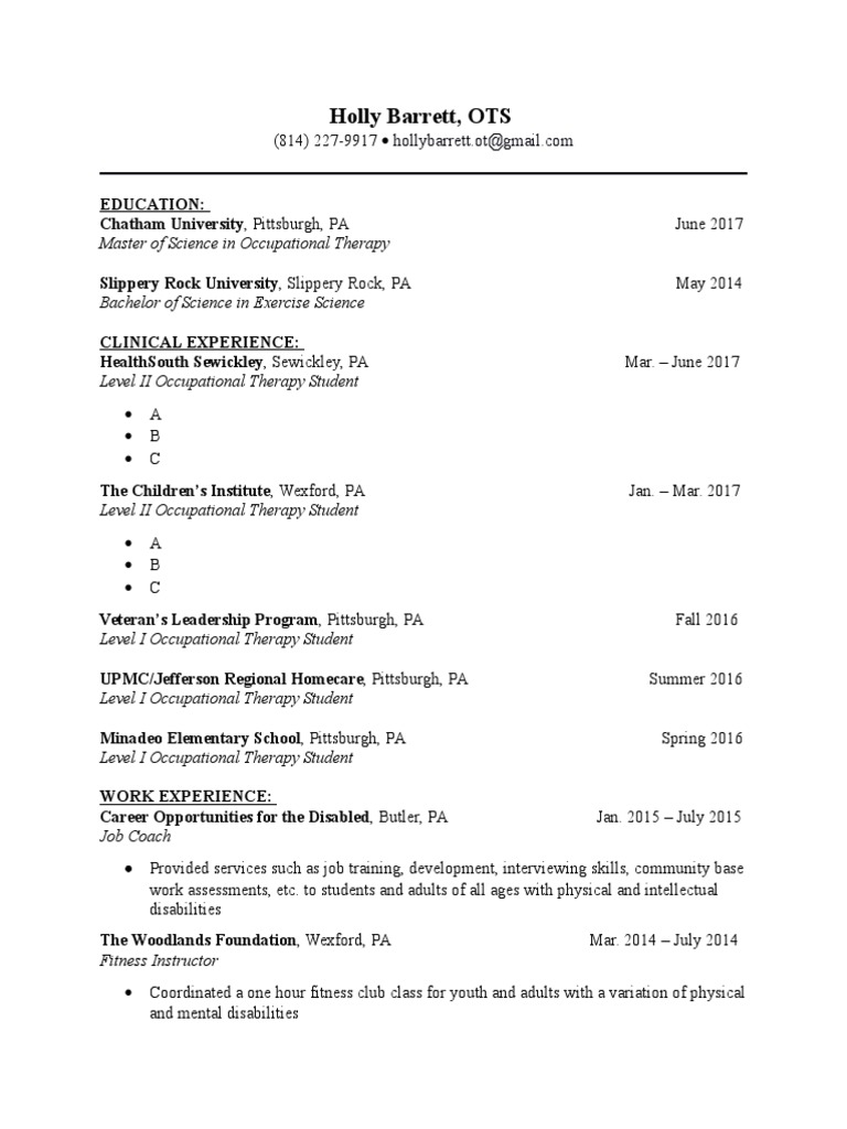 Ot Resume | PDF | Wellness