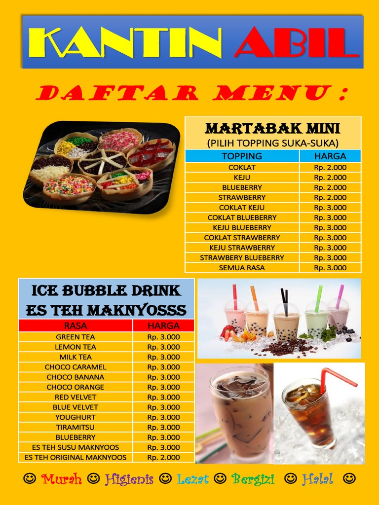 Daftar Menu Kantin Abil PDF | PDF