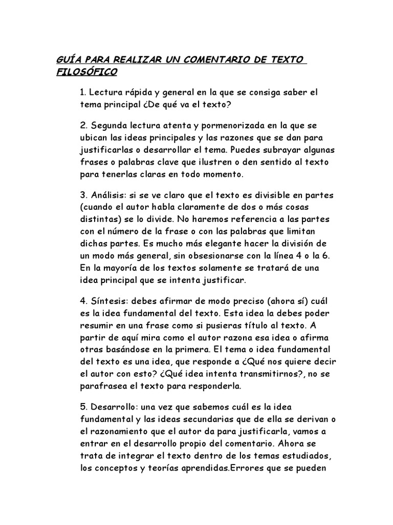 Guía para Realizar Un Comentario de Texto Filosófico | PDF | Certeza ... Guía para Realizar Un Comentario de Texto Filosófico | PDF | Certeza ...