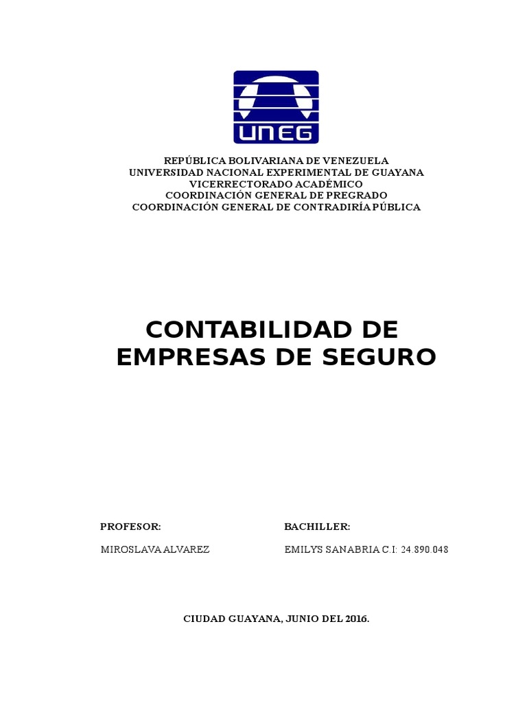 Contabilidad De Seguros Pdf Póliza De Seguros Seguro