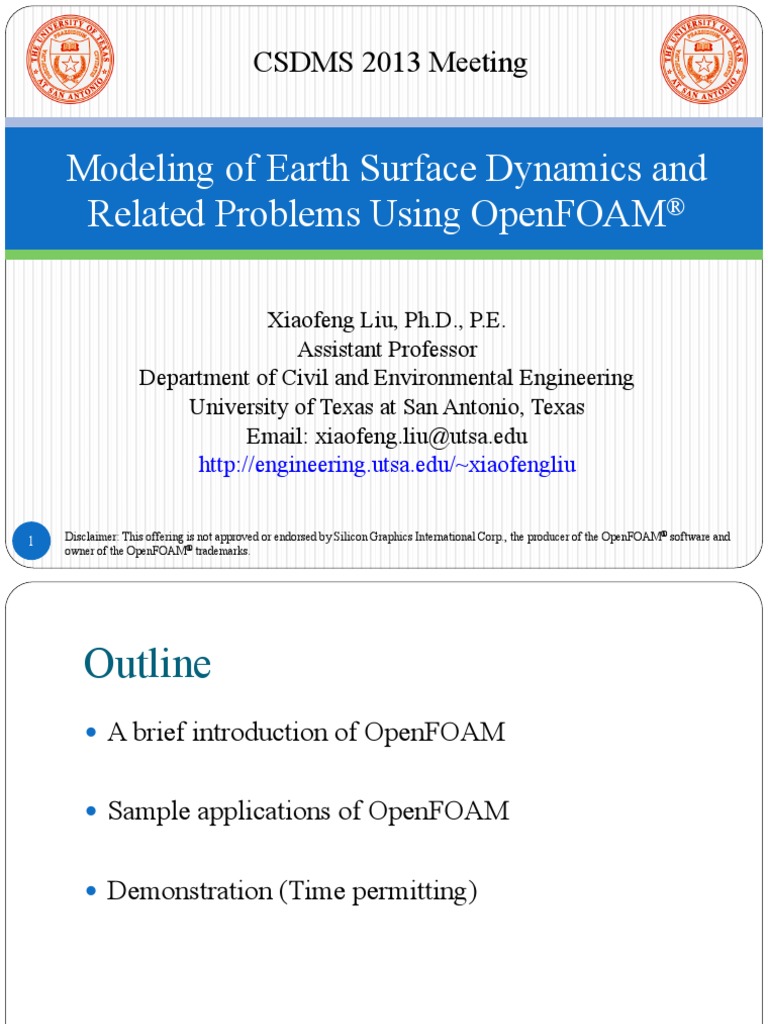 Modeling Of Earth Surface Dynamics And Related Problems Using Openfoam Pdf Fluid Dynamics