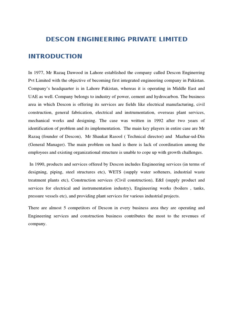 Descon | PDF | Organizational Structure | Employment