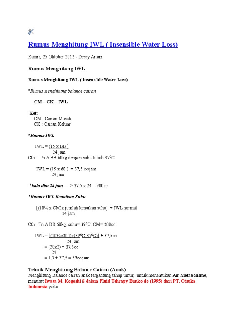 Rumus Menghitung IWL | PDF