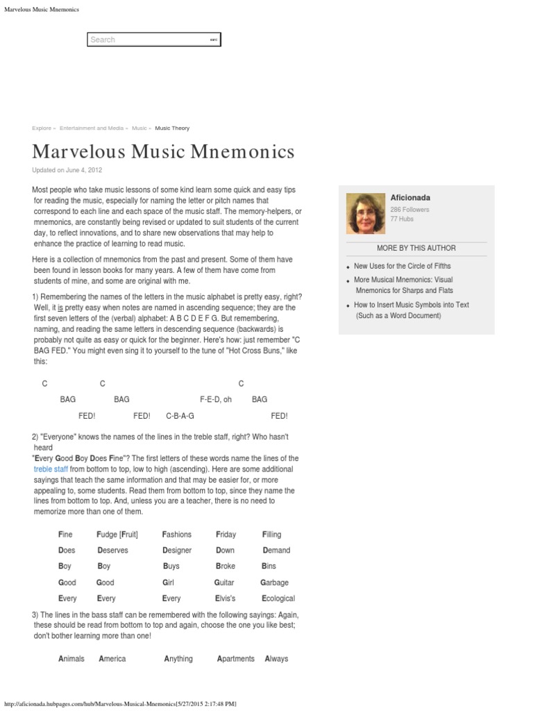 Marvelous Music Mnemonics | PDF | Mode (Music) | Clef
