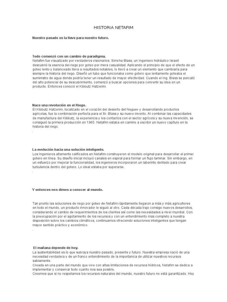 Historia de Netafim y Simcha Blass | PDF | Riego | Science
