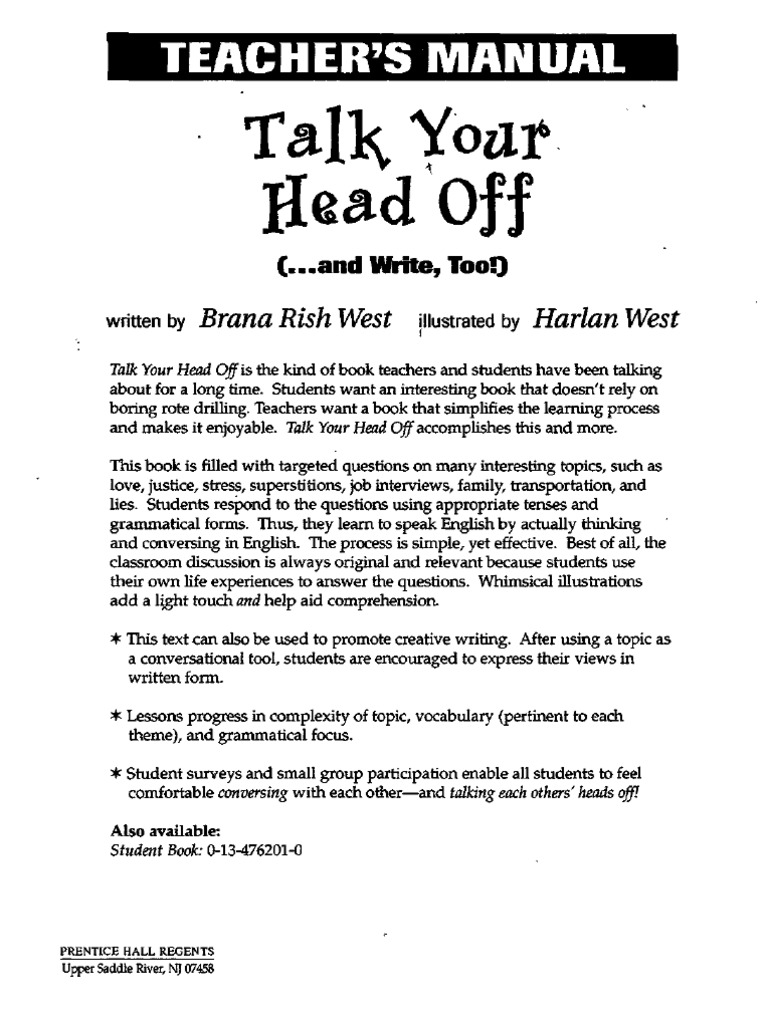 Talk Your Head Off Teacher's Book | PDF